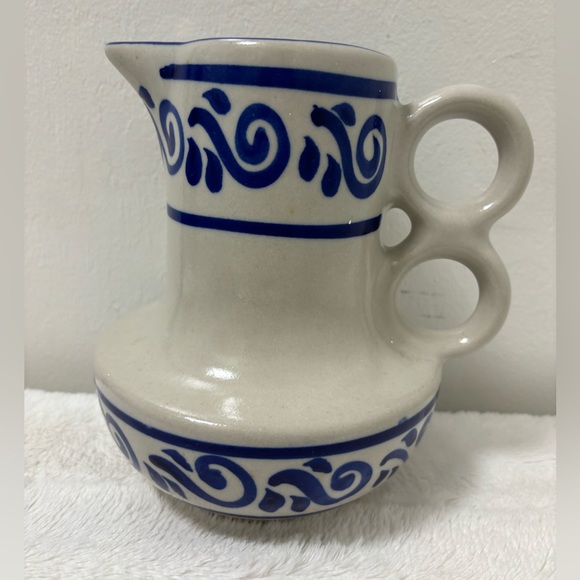 Kitchen | Vintage Blue Mexican Pitcher Stoneware Pottery With Double ...